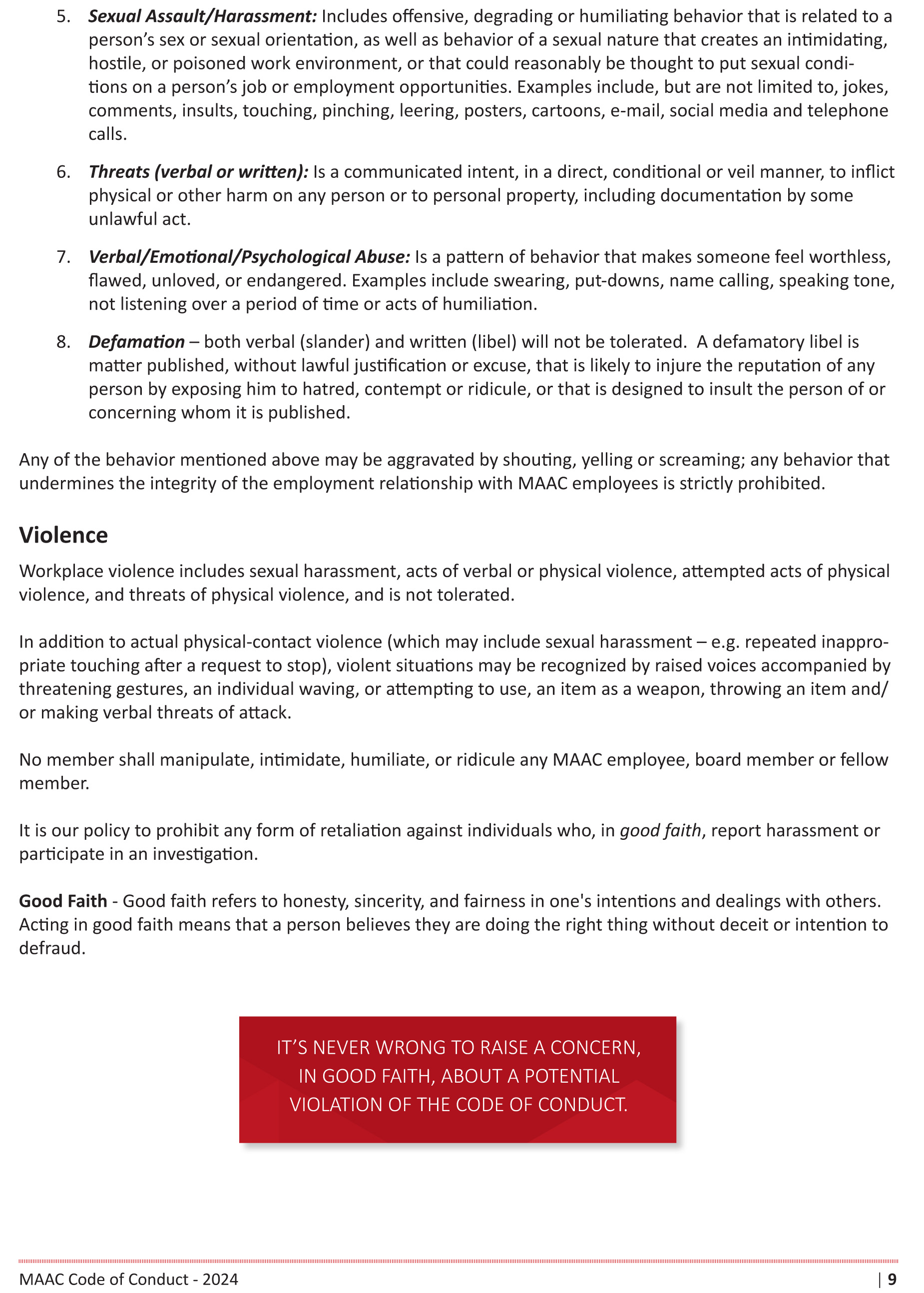 MAAC - Code of Conduct